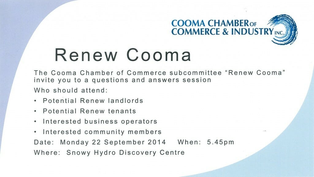 renew cooma - Visit Cooma
