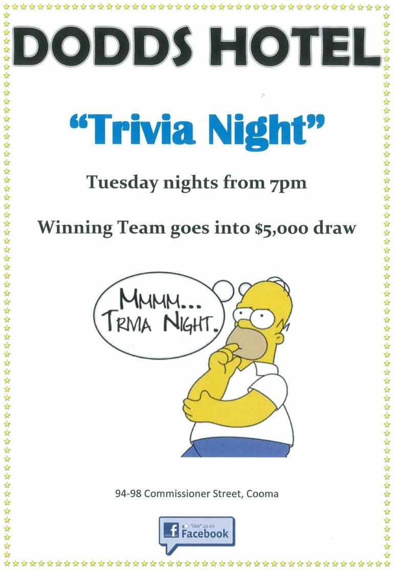Trivia Night at Dodds Hotel - Visit Cooma