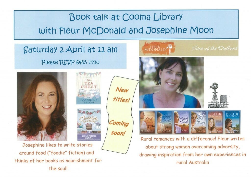 Book Talk by Fleur McDonald and Josephine Moon at Cooma Library - Visit ...