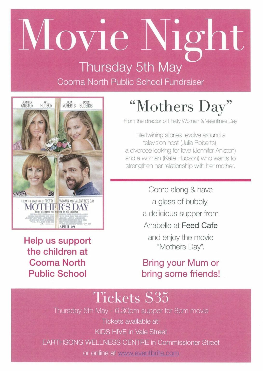 Cooma North Public School Movie Night Fundraiser "Mother's Day" - Visit ...