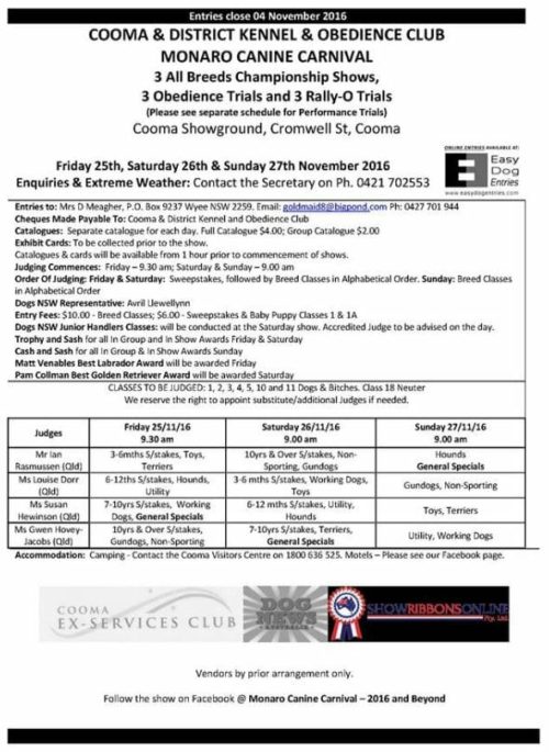 Cooma & District Kennel Club Dog Show - Monaro Canine Carnival - Visit ...