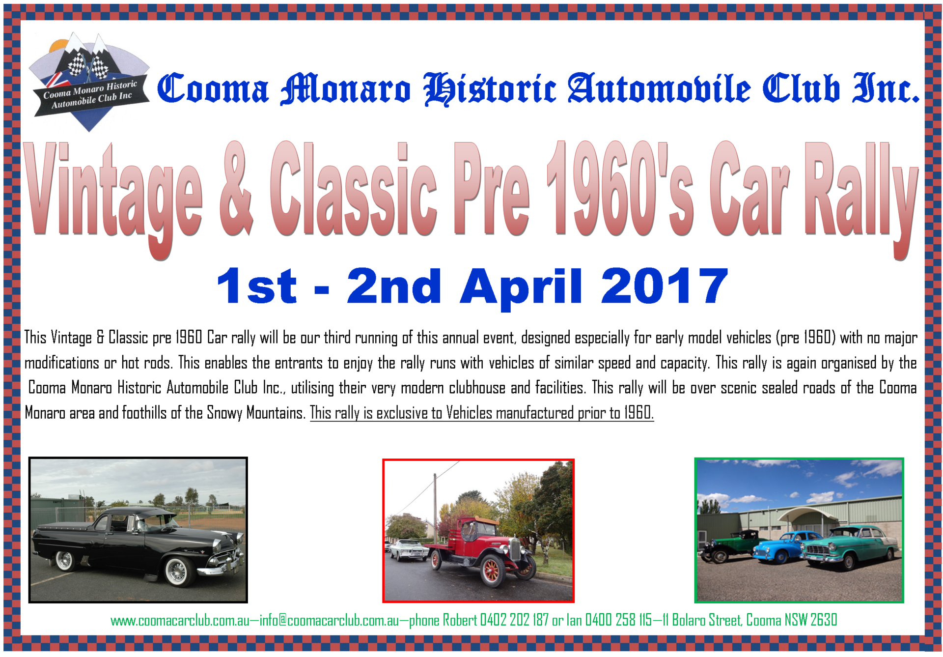 Vintage and Classic pre 60's Car Rally - Visit Cooma