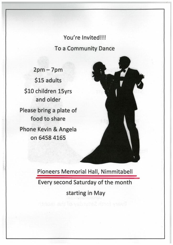 Community Dance @ Pioneers Memorial Hall, Nimmitabel - Visit Cooma