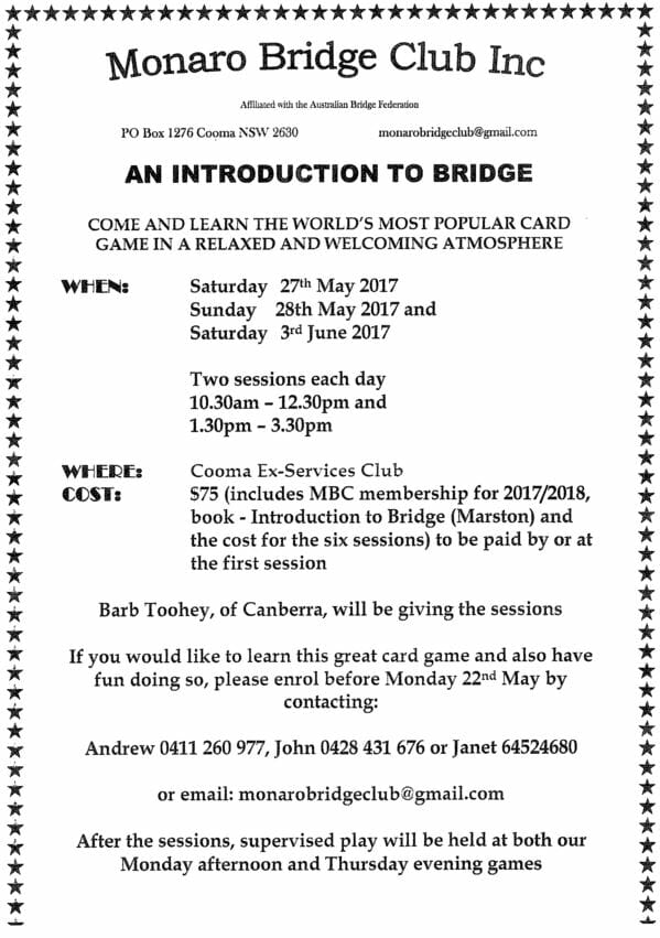 An Introduction to Bridge - Monaro Bridge Club Inc - Visit Cooma