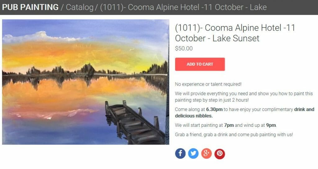 Pub Painting a Lake Sunset at the Alpine Hotel in Cooma - Visit Cooma