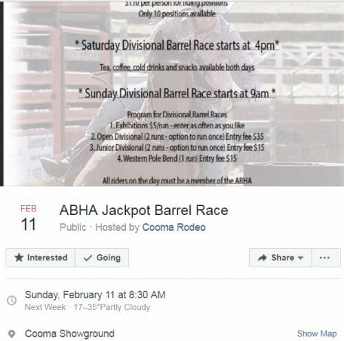 ABHA Jackpot Barrel Race - Cooma Showground - Visit Cooma