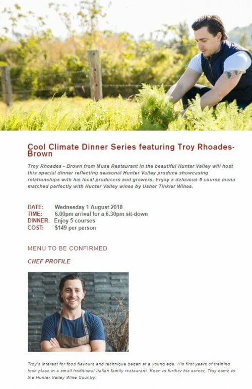 Cool Climate Dinner Series featuring Troy Rhoades-Brown at Lake ...
