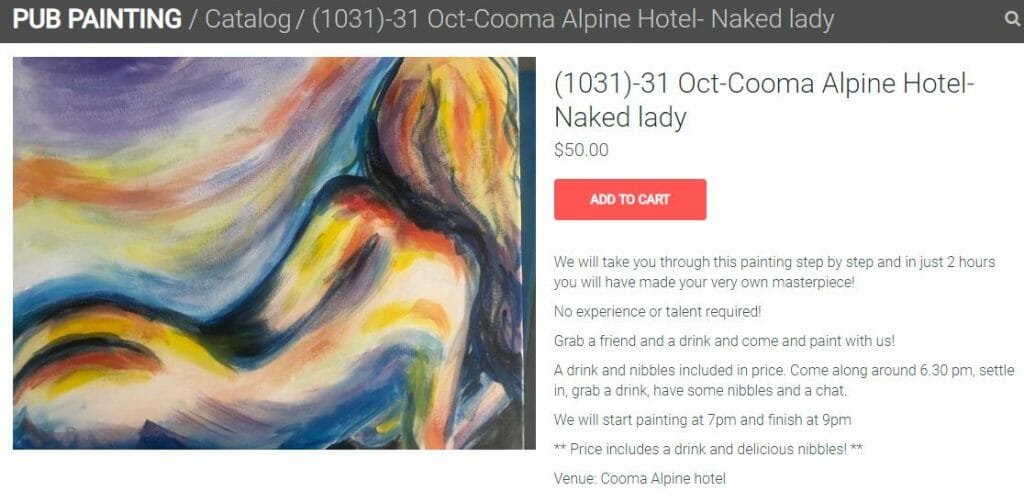 Pub Painting Naked Lady - Cooma Alpine Hotel - Visit Cooma