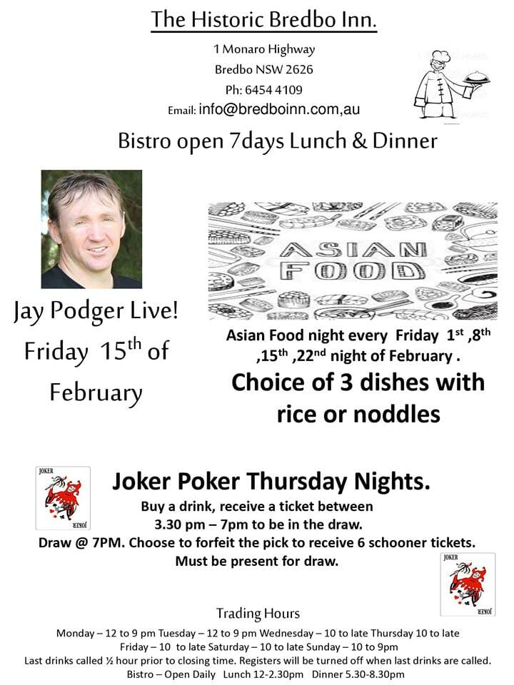 Cooma Visitors Centre - Jay Podger Bredbo Inn 15th Feb 2019 - Visit Cooma