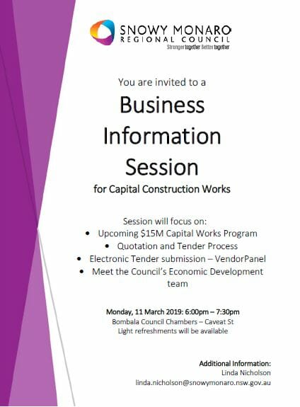 Business Information Session for Capital Construction Work - Visit Cooma