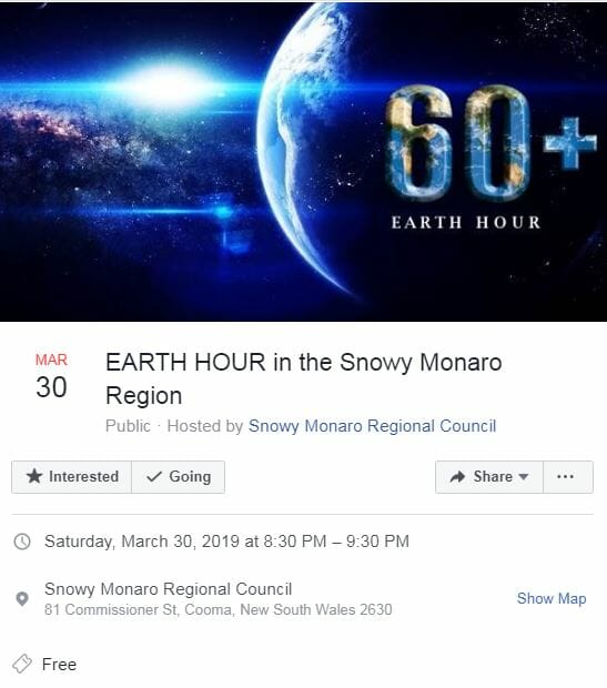 Cooma Visitors Centre - Earth Hour Snowy Monaro Region 2019 - Visit Cooma