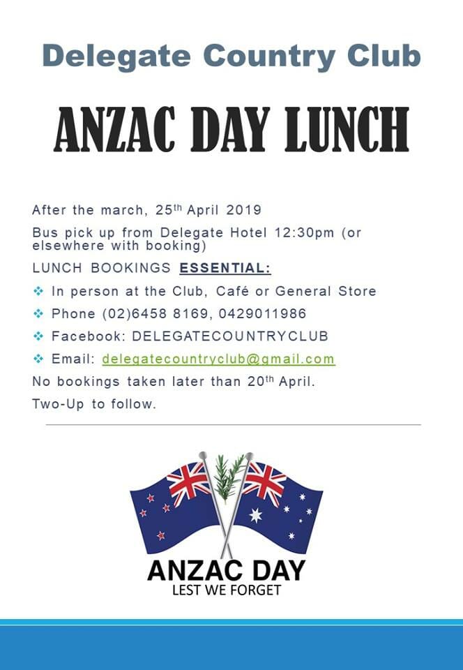 Cooma Visitors Centre - Delegate Country Club ANZAC day lunch 2019 ...