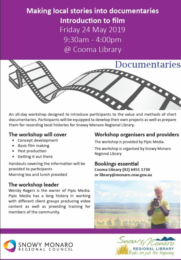 Making local stories into documentaries **booked out - Visit Cooma
