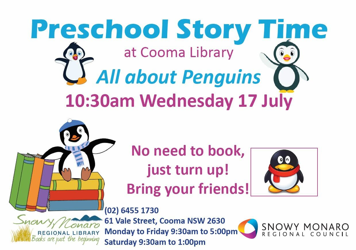 July School Holiday Activities: All about Penguins Story Time - Visit Cooma