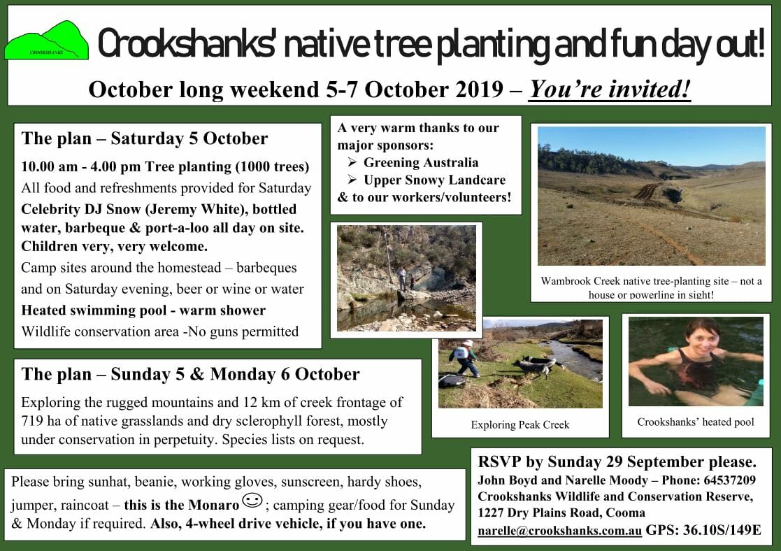 Crookshanks' native tree planting and fun day out - Visit Cooma