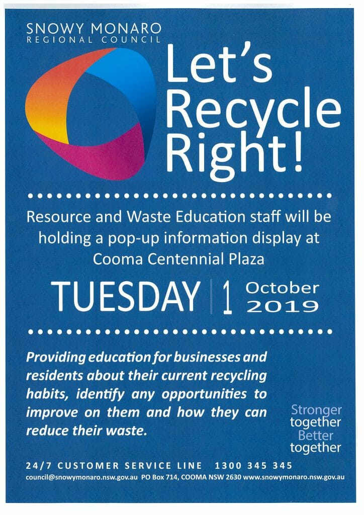 Let's Recycle Right! Information display - Visit Cooma