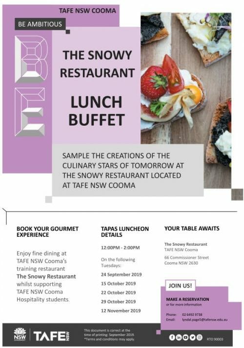 Cooma Visitors Centre - Snowy Monaro Restaurant TAFE Lunches - Visit Cooma