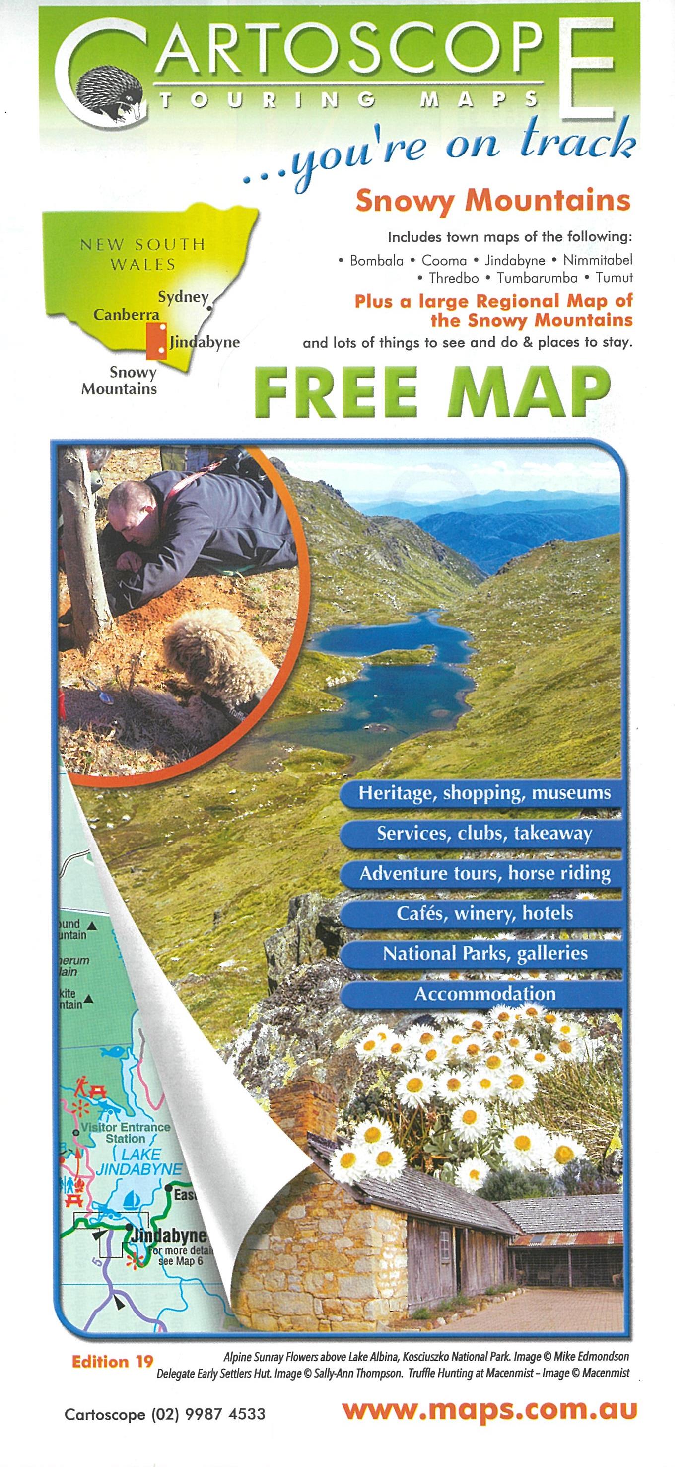 Snowy Mountains Region Map Courtesy of Cartoscope - Visit Cooma