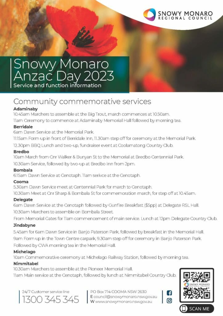 ANZAC DAY SERVICES - SNOWY MONARO REGION 2023 - Visit Cooma