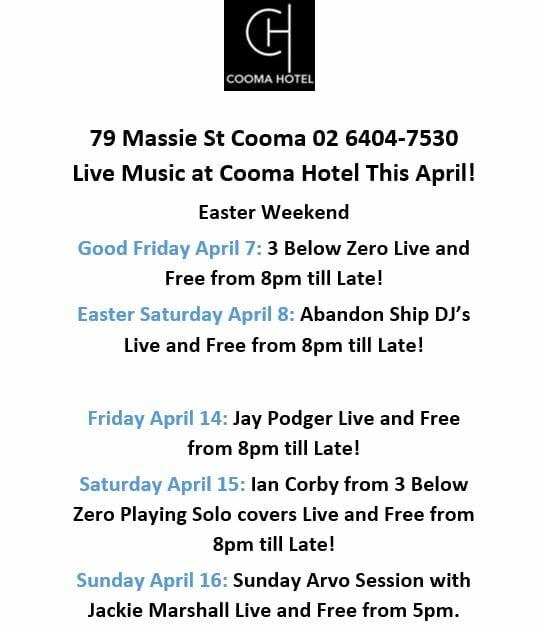 Cooma Hotel Live Music April - Visit Cooma