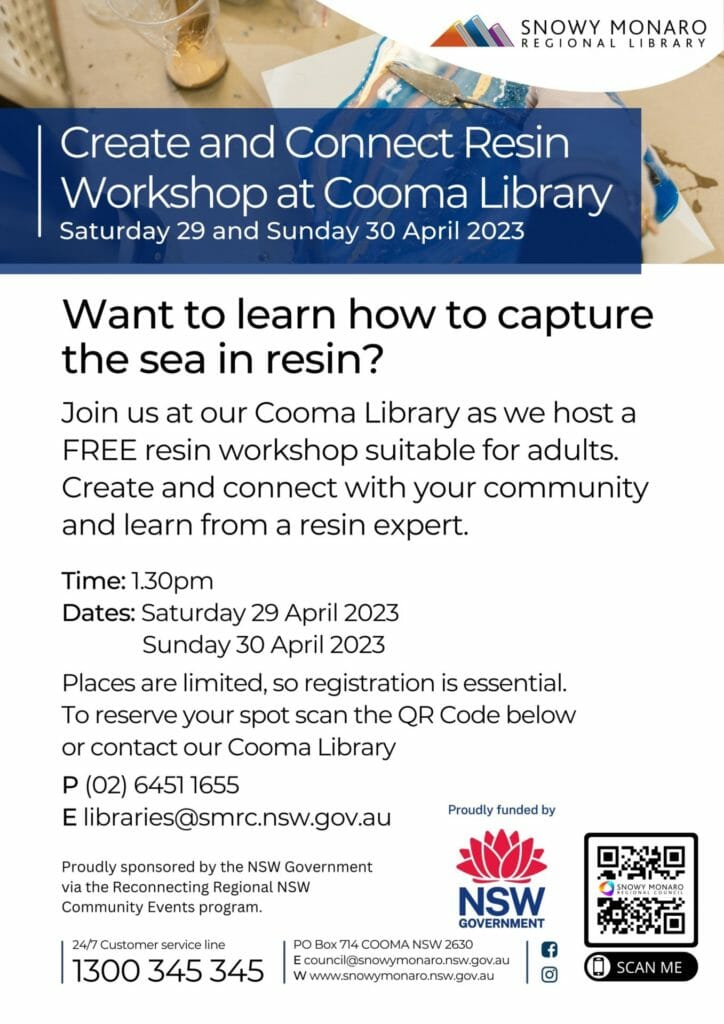 FREE Resin Workshop Cooma Library - Visit Cooma