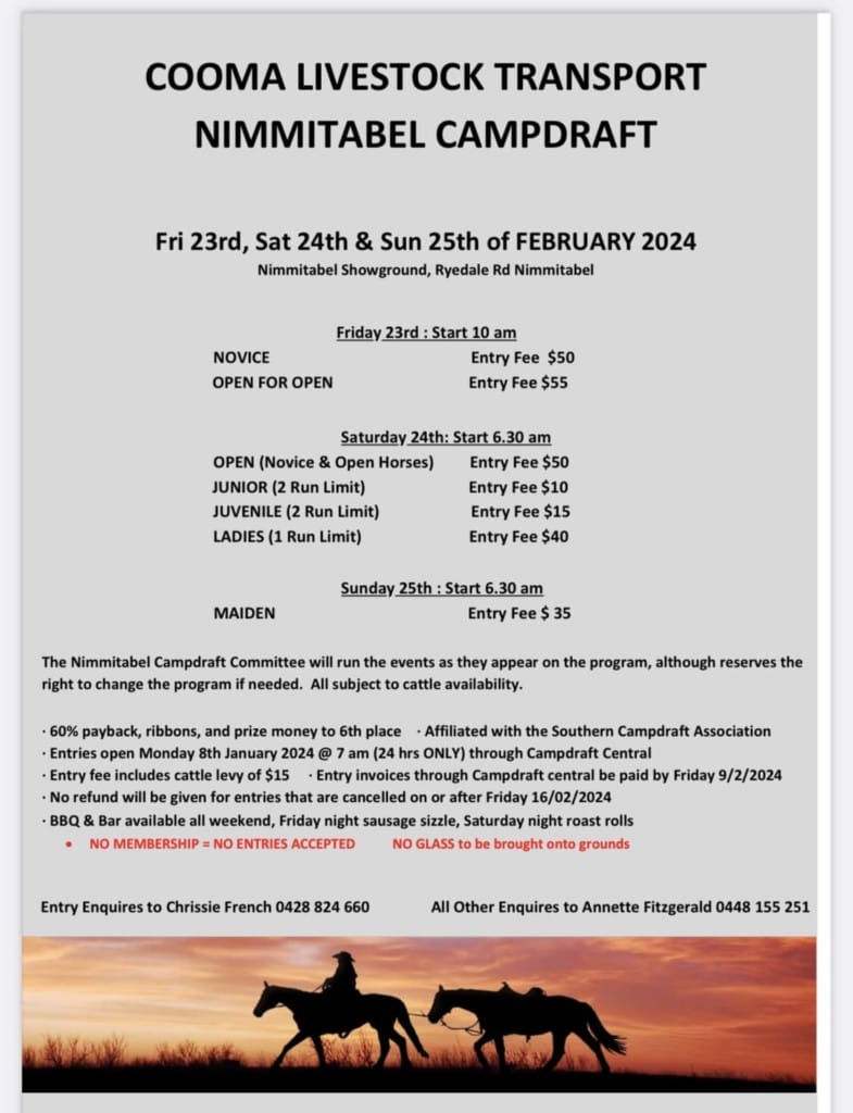 Nimmitabel Campdraft 2024 - Visit Cooma