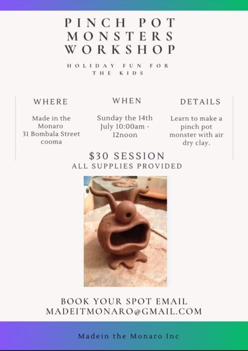 Pinch Pot Monsters Clay Workshop - Visit Cooma