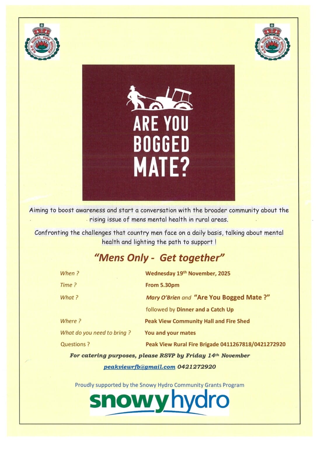 Men’s Mental Health Workshop: ‘Are You Bogged Mate?’ @Peak View ...