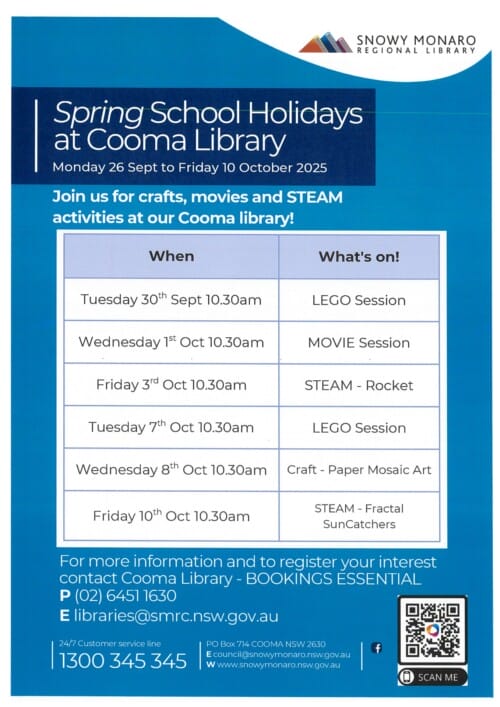School Holidays Activities: Snowy Monaro Regional Library (Cooma ...