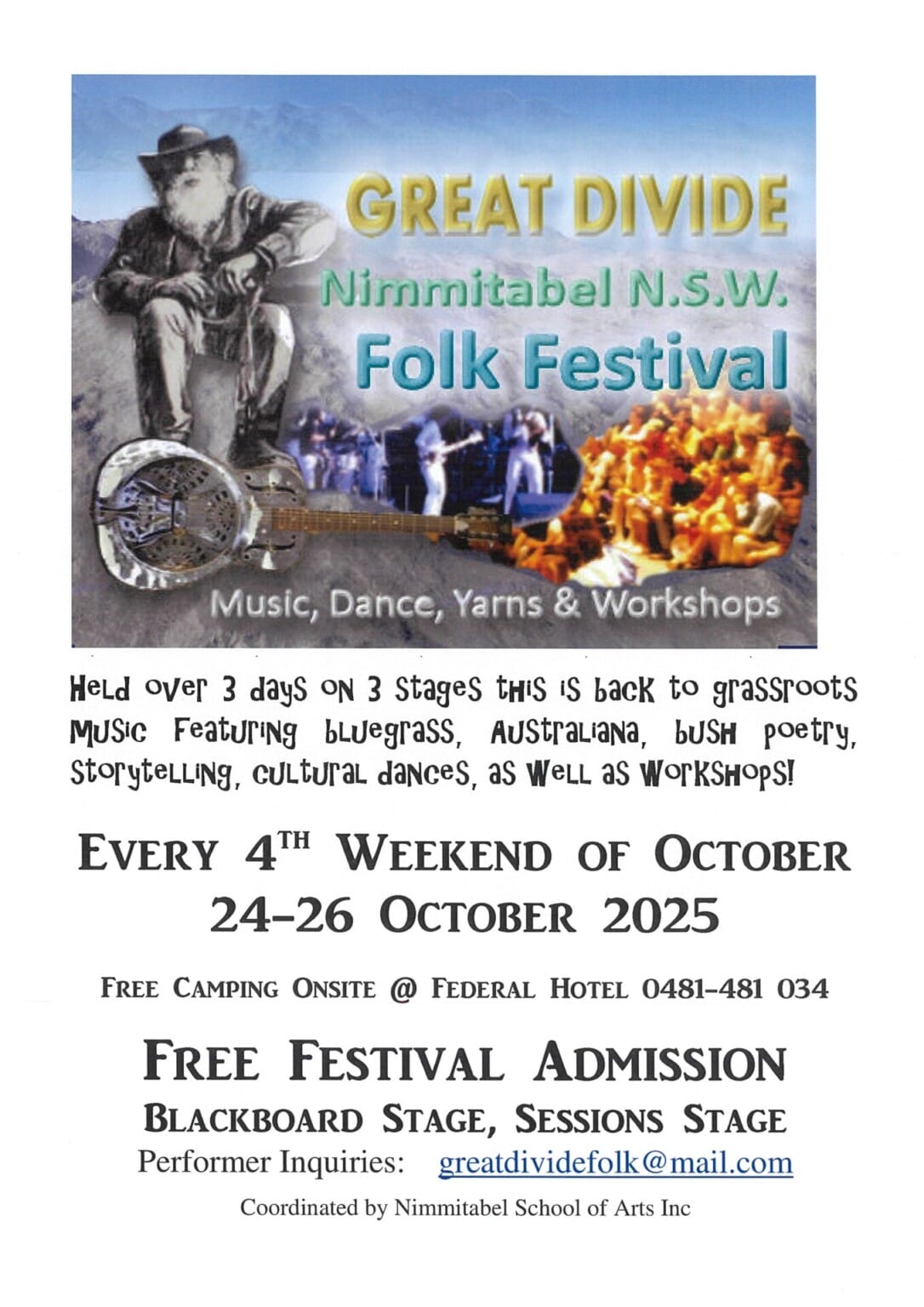 Great Divide Nimmitabel Folk Festival @Federal Hotel, Nimmitabel ...