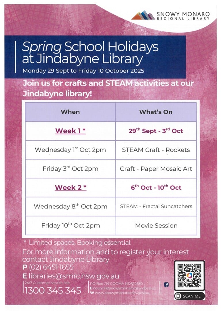 School Holidays Activities: Jindabyne Library - Visit Cooma